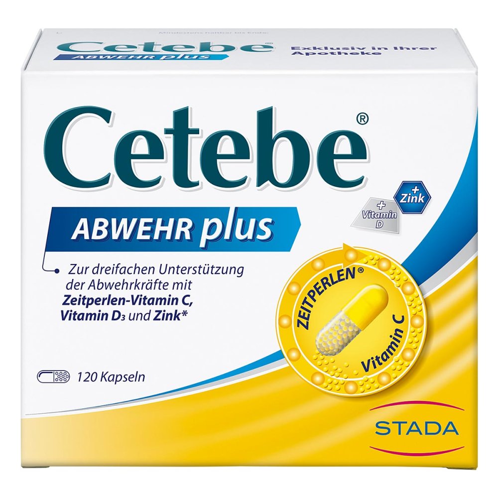 Cetebe Abwehr plus Vitamin C+vitamin D3+zink Kapsel (n) 120 stk