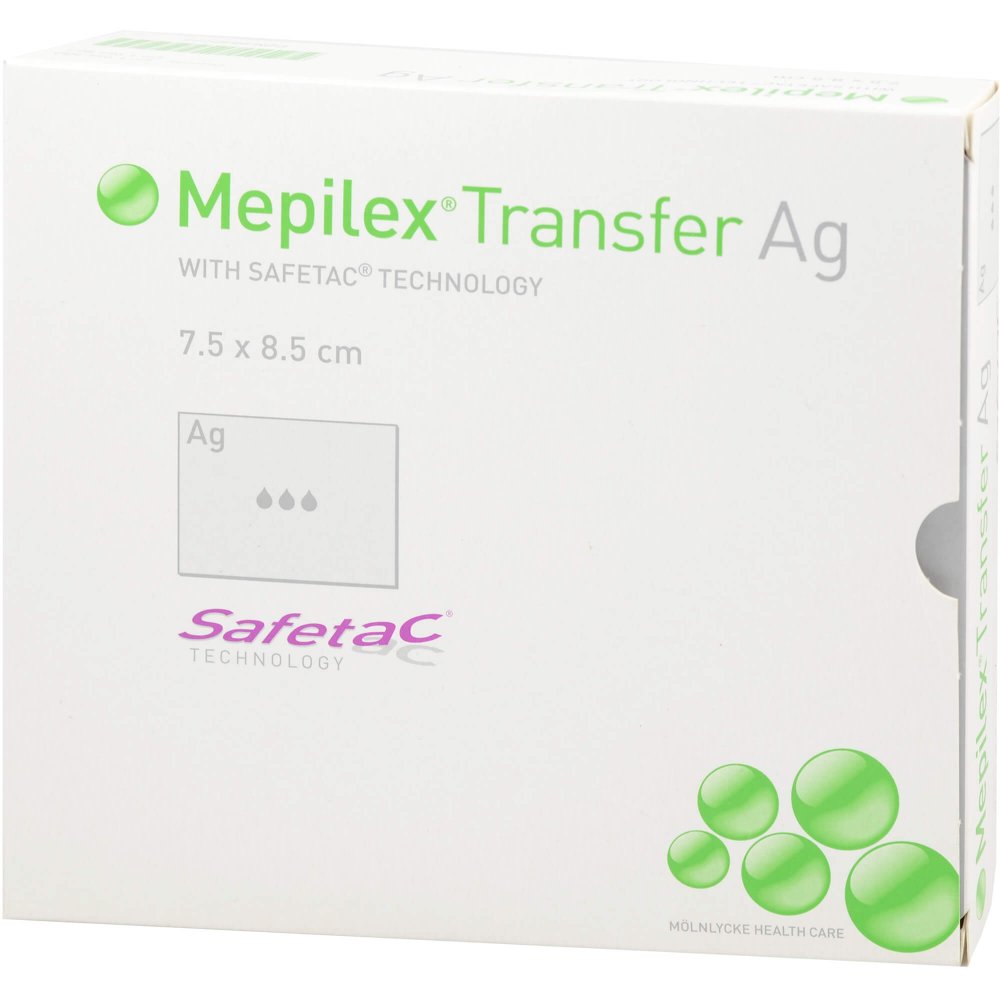 Mepilex Transfer Ag Schaumverband 7,5x8,5 cm sterilisatus 10 stk