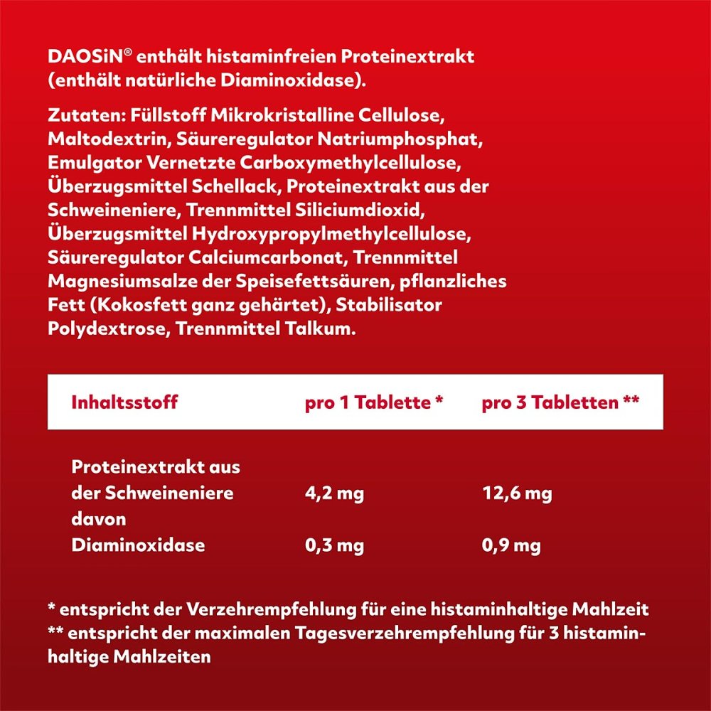Daosin Tabletten zur Unterstützung des Histaminabbaus 120 stk