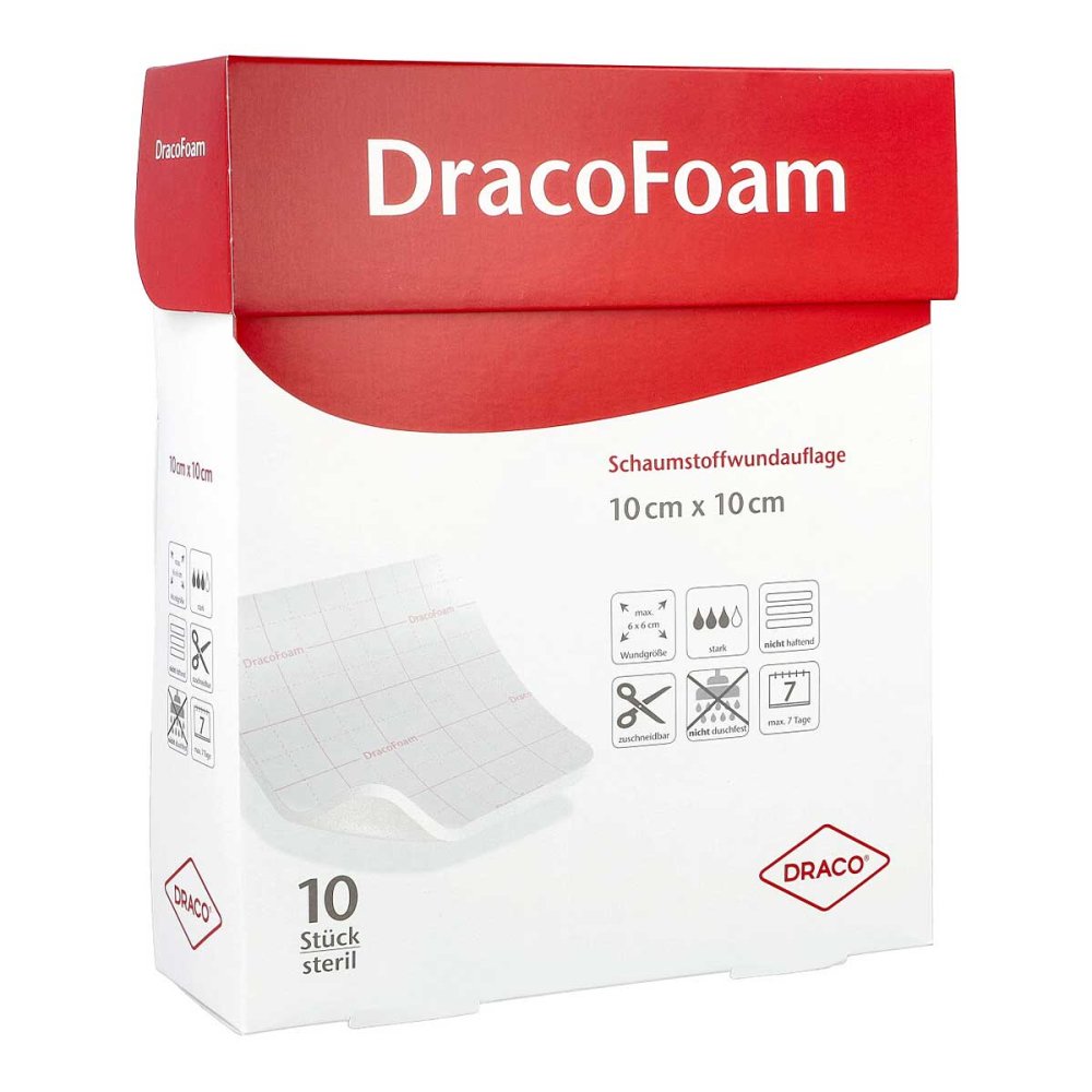Dracofoam Schaumstoff Wundauflage 10x10 cm 10 stk